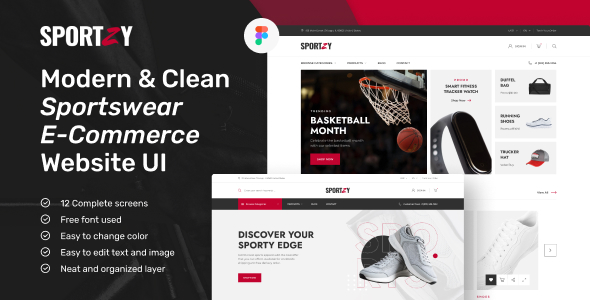 Sportzy - Sportswear E-Commerce Website Design UI Figma Template by peterdraw